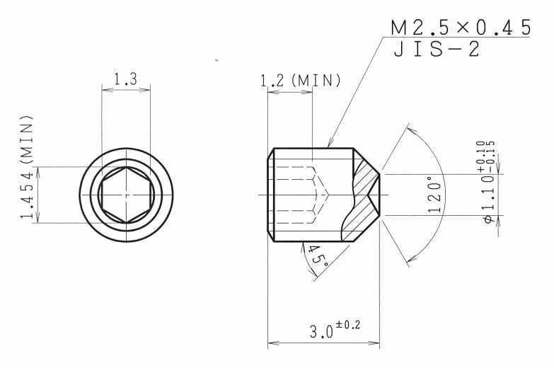 M2 5 Hexagon Socket Set Screws Sizes Chart